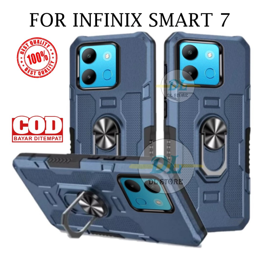 Jual Casing Infinix Smart 7 Hard Case Ring Armor Robot Case Kickstand ...
