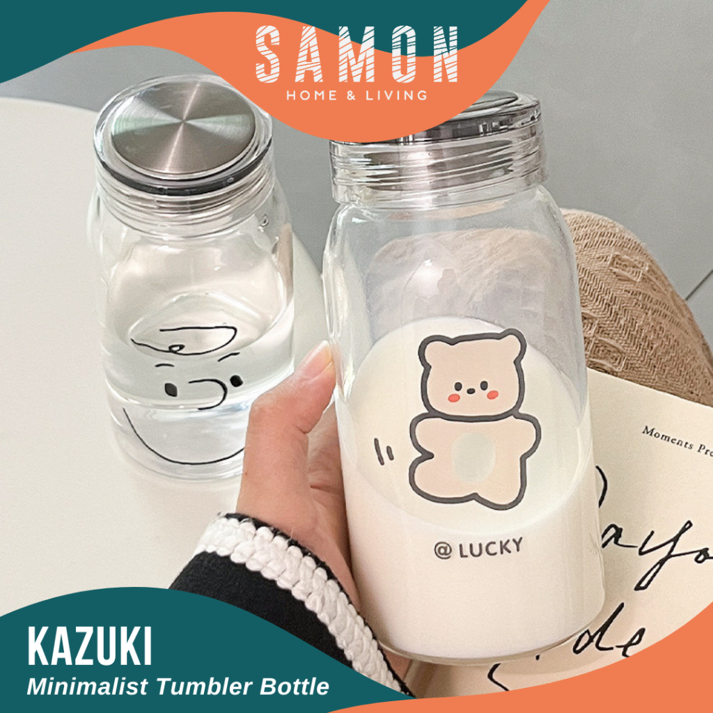 Jual 【SAMON】KAZUKI Botol Kaca Minuman Transparan Tempat Minuman Kopi ...