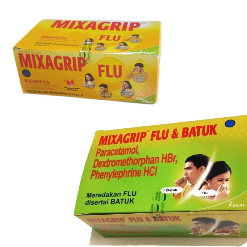 Jual [BOX] MIXAGRIP FLU KUNING MIXAGRIP FLU BATUK HIJAU 1 BOX 25 STRIP ...