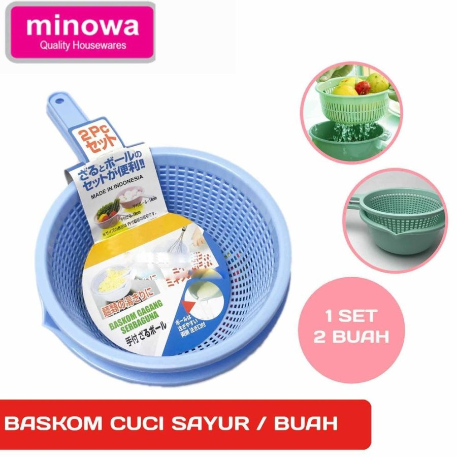Jual Minowa Baskom Plastik Set / Baskom Saringan Sayur Serbaguna Ukuran ...