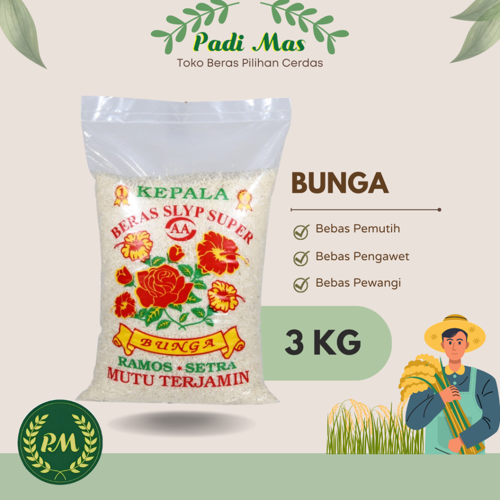 Jual Beras Bunga 3kg - Beras Ramos 3kg - Beras Sumbangan - Zakat Fitrah ...