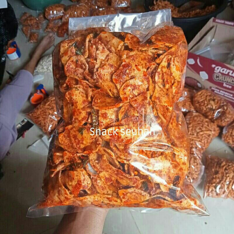Jual Basreng koin pedas extra daun jeruk isi 1kg | Shopee Indonesia