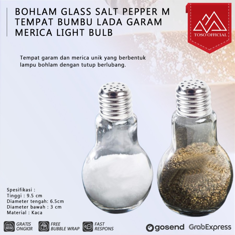 Jual Bohlam Glass Salt Pepper M Tempat Bumbu Lada Garam Merica Light ...