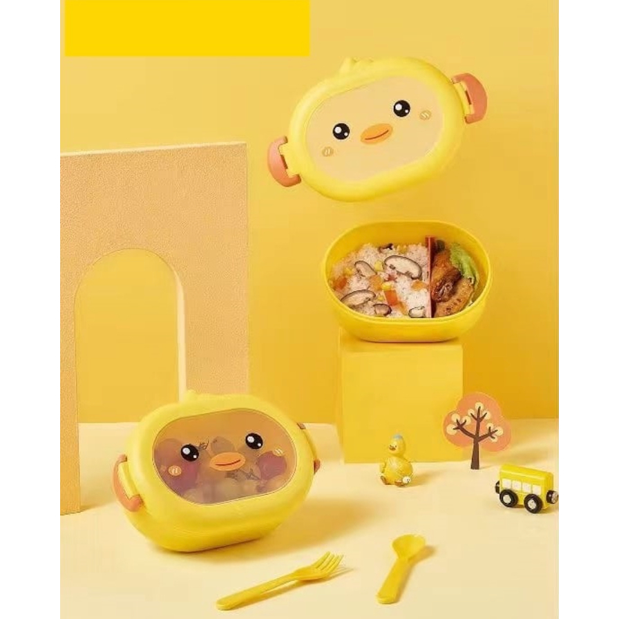 Jual Kotak Bekal Anak BEBEK / Lunch Box Anak 2 Sekat Motif Bebek FREE ...