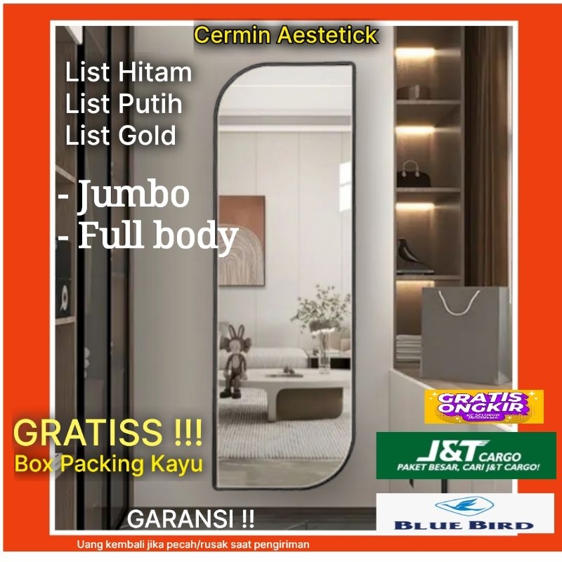 Jual Cermin List Minimalis Hitam putih Gold Silver Aestetick Jumbo ...