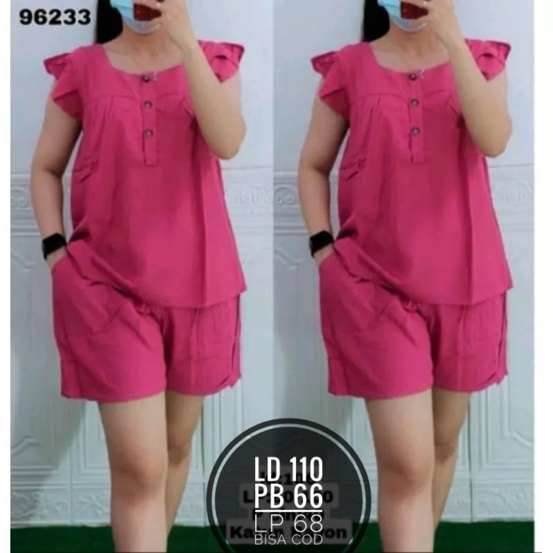 Jual Setelan Wanita Kekinian Baju Tidur Piyama Busui Friendly / One Set Hotpants Kancing 3 polos ...