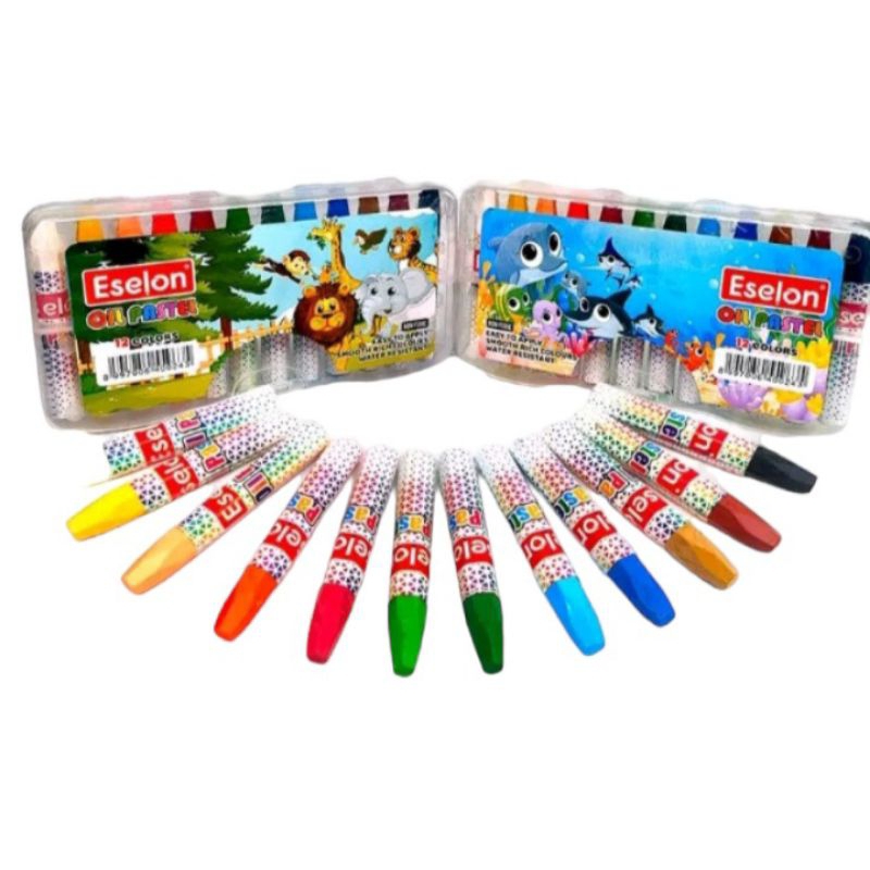 Jual Crayon 12 warna besar set / Oil pastel 12 warna set + case ...