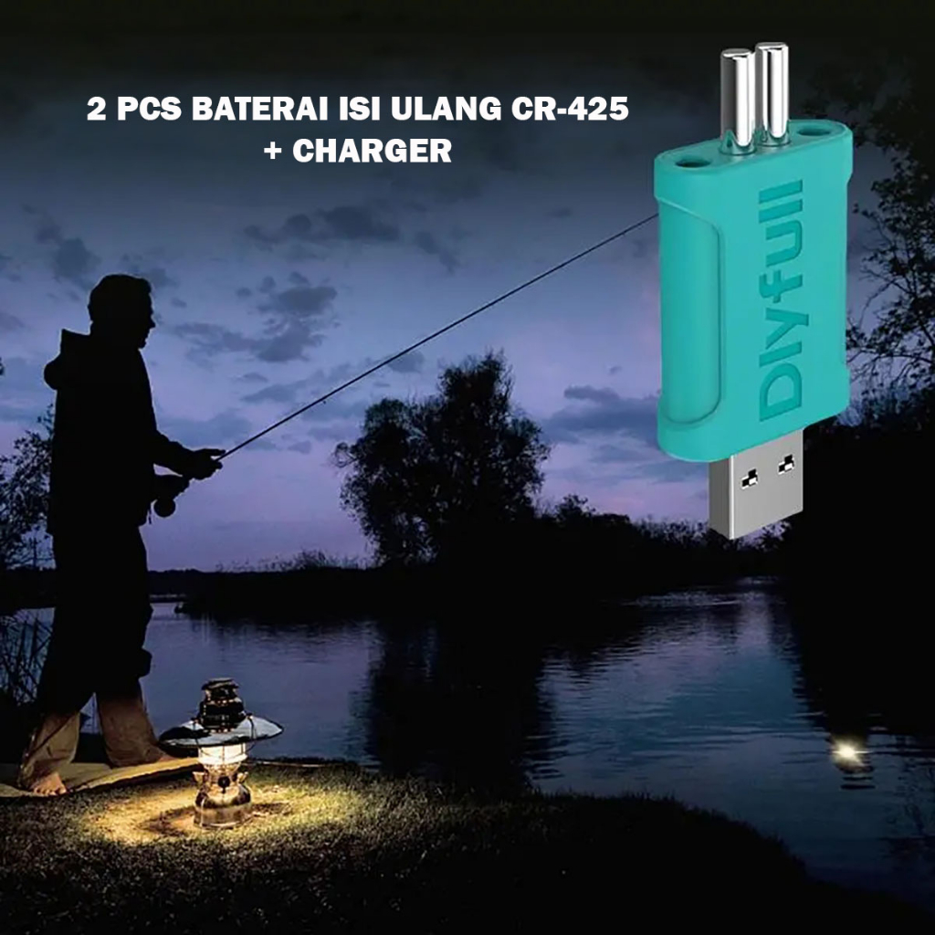 Jual Aksesoris Memancing Charger Baterai CR425 Sudah Termasuk Baterai Isi ulang 2 Pcs | Shopee ...
