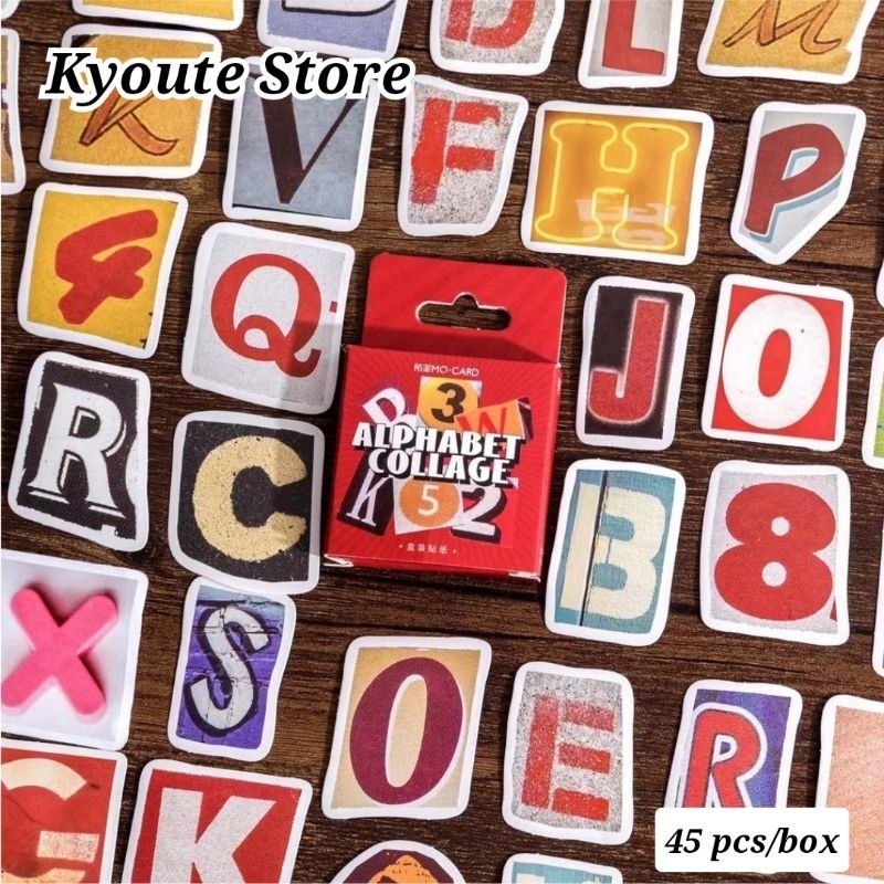 Jual 45 pcs Sticker Alphabet Collage Alfabet Huruf Abjad Mini Scrapbook ...