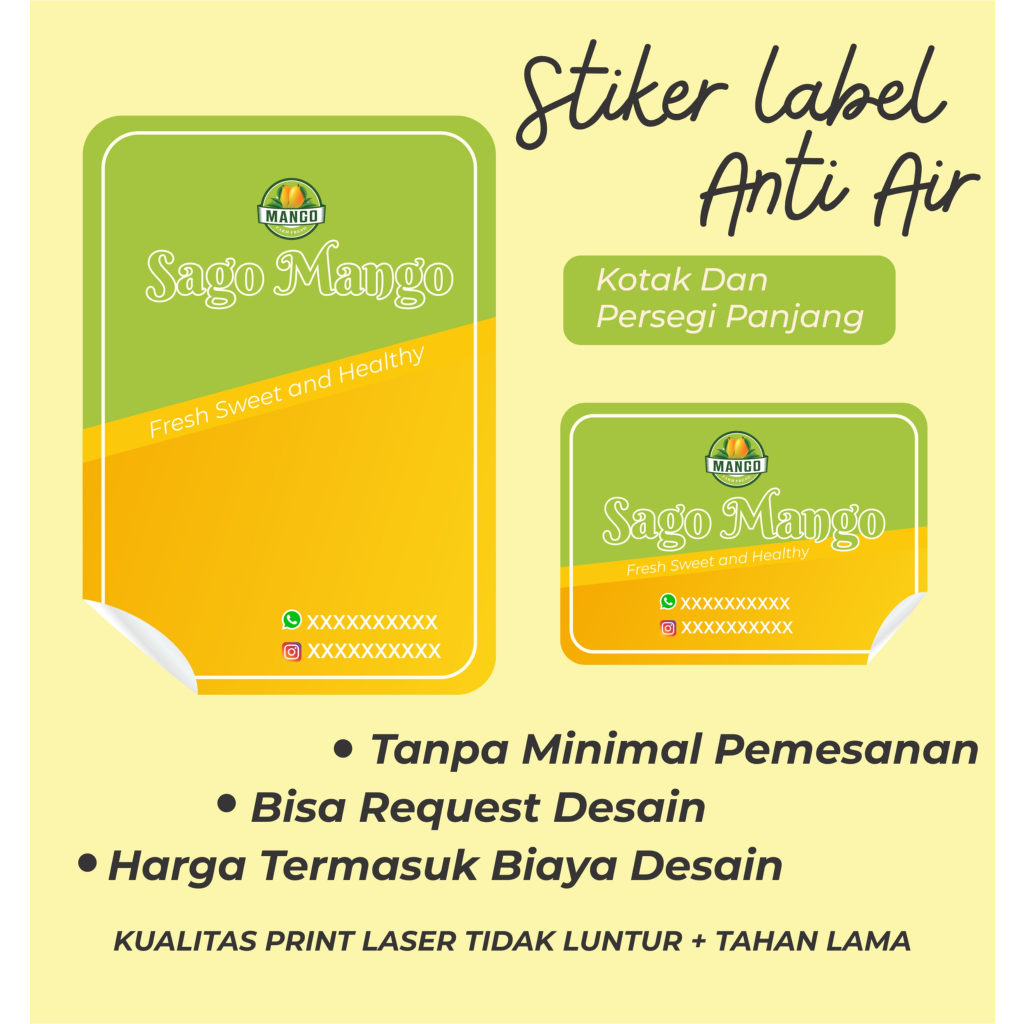 Jual stiker label kotak dan persegi panjang bahan anti air | Shopee ...