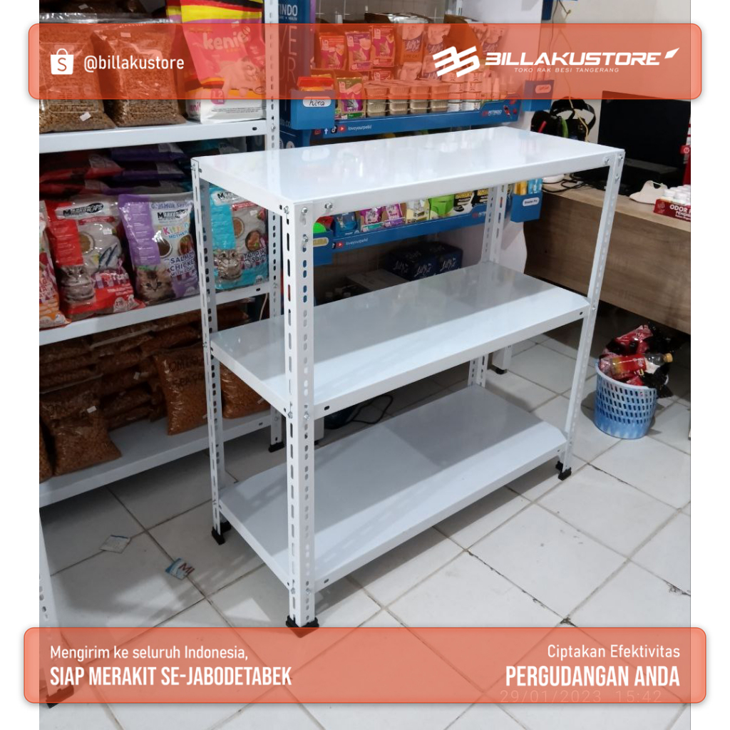 Jual Rak besi 3 susun rak besi siku lubang 100x40x100 cm 4x4 rak besi murah | Shopee Indonesia