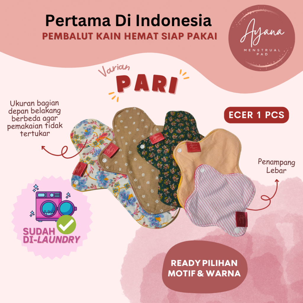 Jual AYANA MENSTRUAL PAD PARI ECER / ECERAN / SATUAN PEMBALUT KAIN CUCI ...