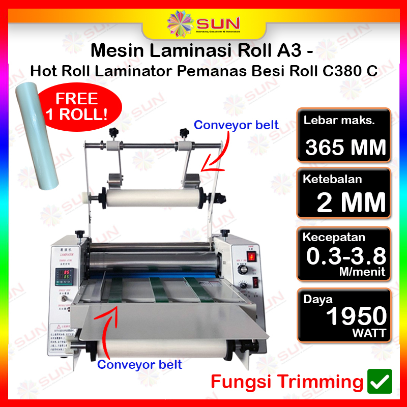Jual Mesin Laminating Roll A3 Hot Roll Laminator Pemanas Besi Roll