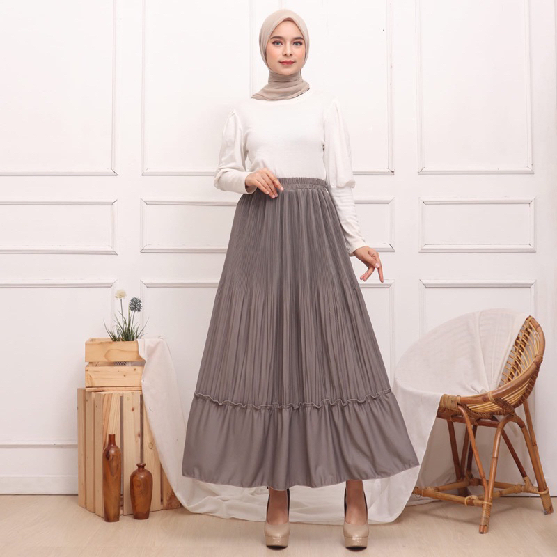 Jual Rok Susun 101 Clara / Rok Plisket Lidi Kerut / Rok Plisket Lidi ...