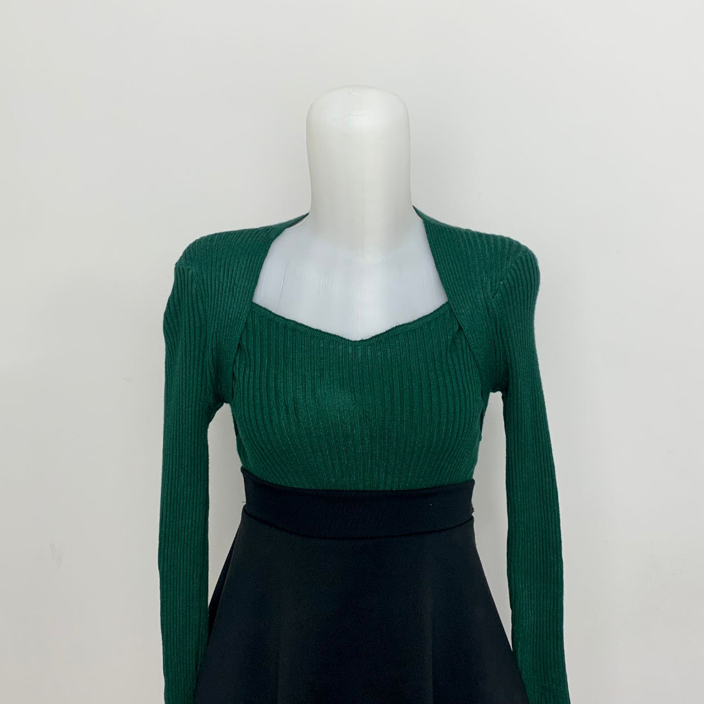 Jual AJW Atasan Wanita Lengan Panjang Rajut Model U Korean Style Kekinian RU QM | Atasan Wanita ...