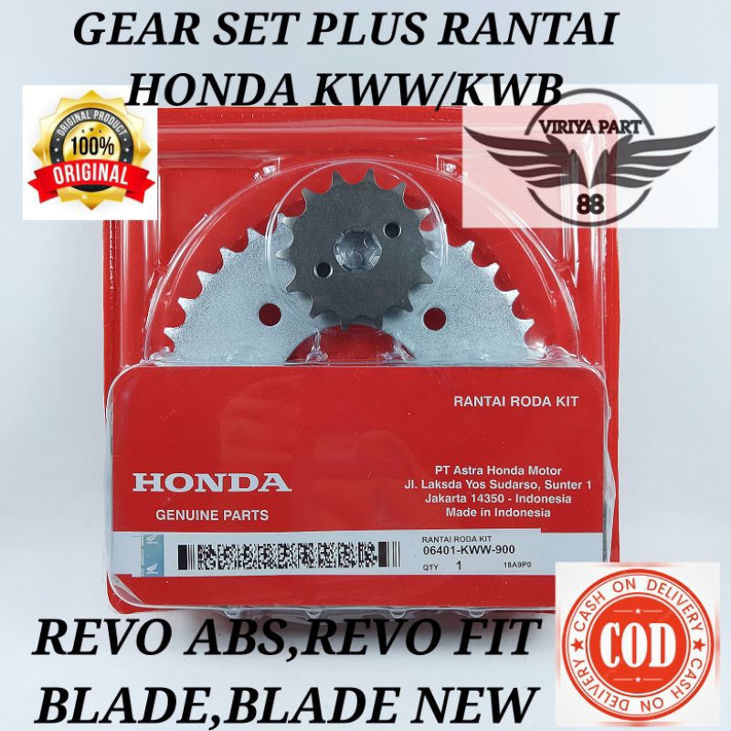 Jual GEAR SET PLUS RANTAI DRIVE CHAIN KIT HONDA KWW / KWB KUALITAS ASLI ORIGINAL HONDA PRESISI ...