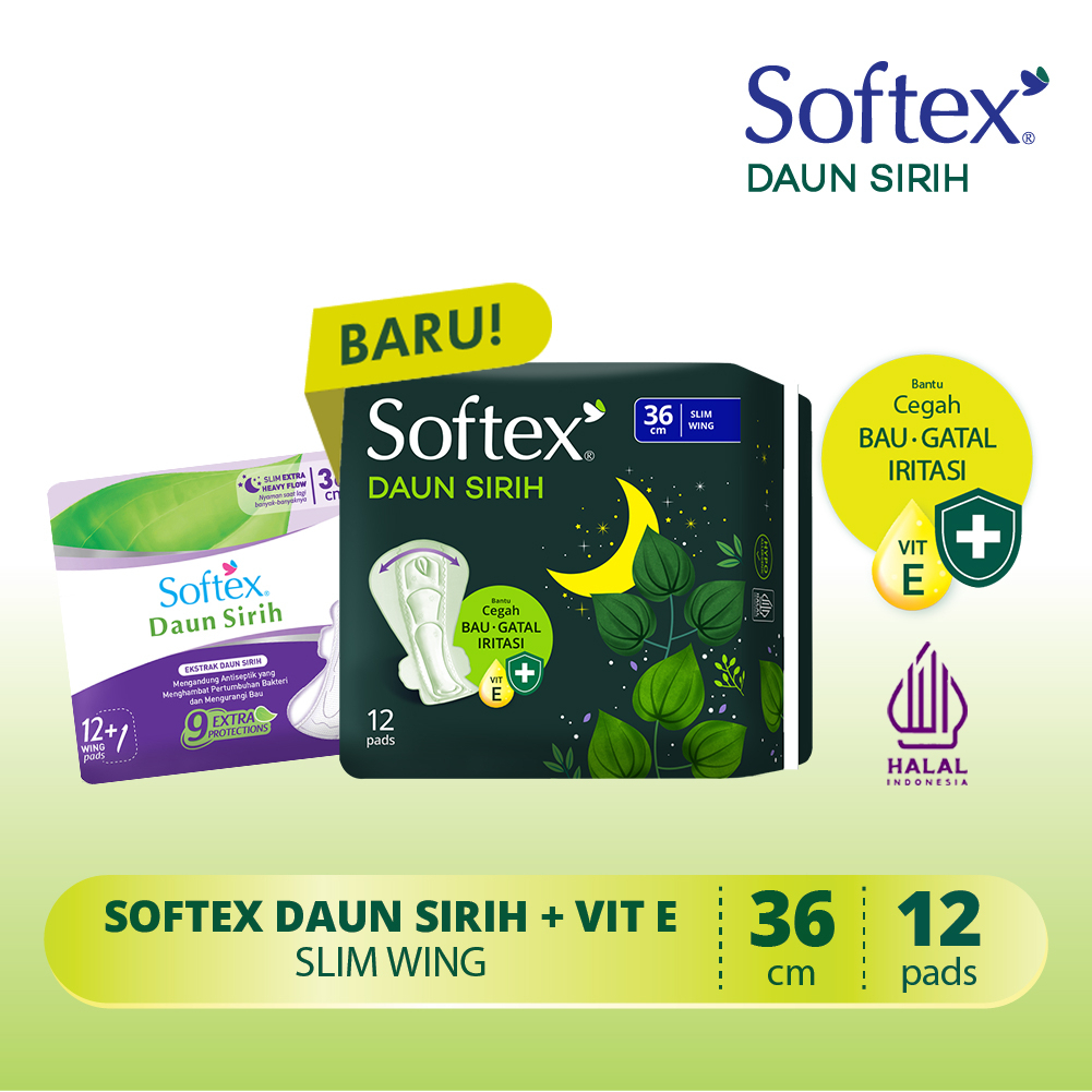 Jual Softex Daun Sirih + Vitamin E 36cm 12 pads - Pembalut Daun Sirih Malam | Shopee Indonesia