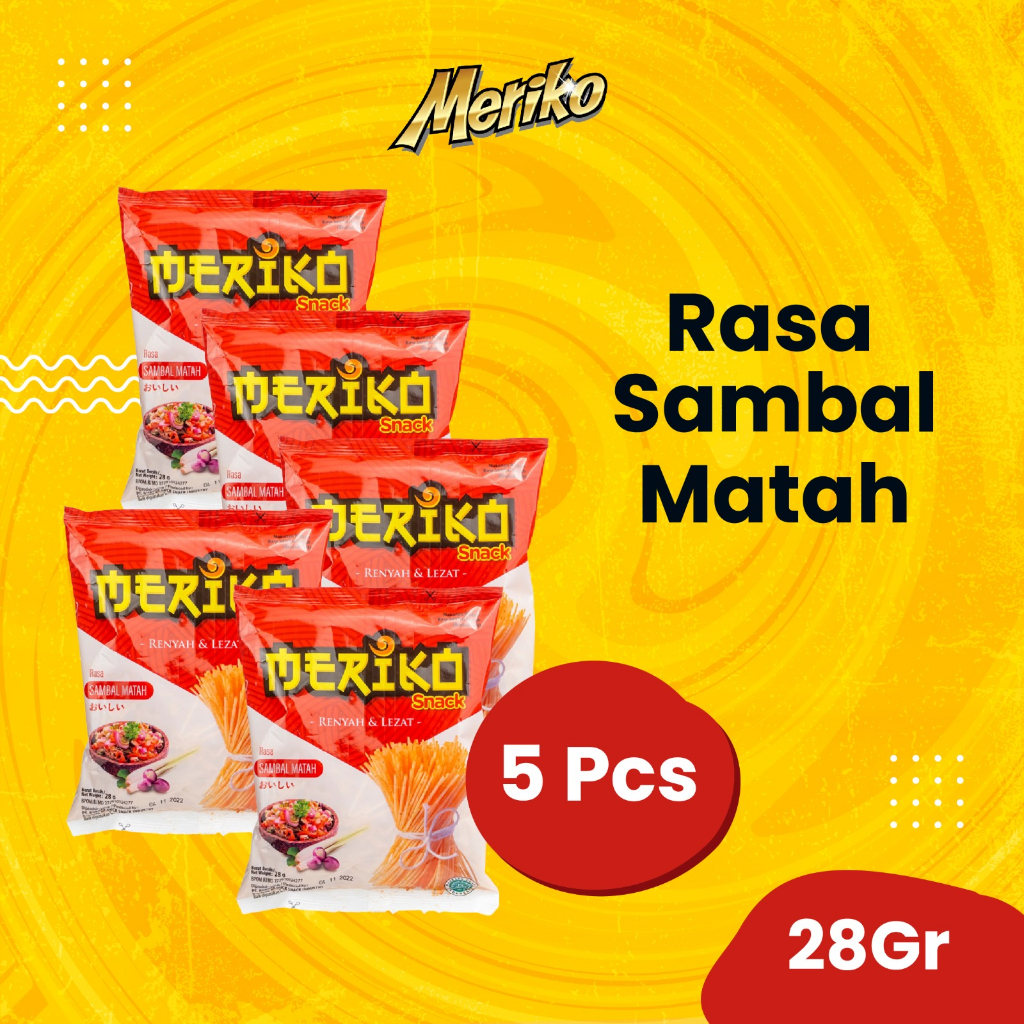 Jual Meriko Snack Sambal Matah 28gr 5 Pcs cemila Renyah dan Lezat ...