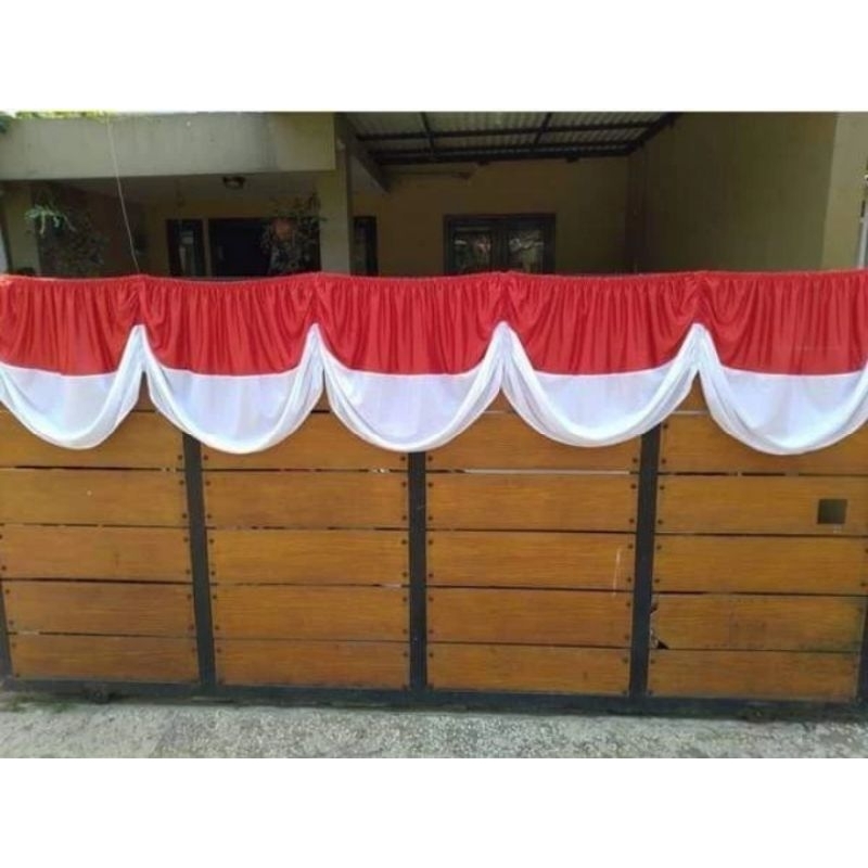 Jual Bendera Umbul Umbul Background Karet Merah Putih 10 Gelombang Bendera Background Merah ...
