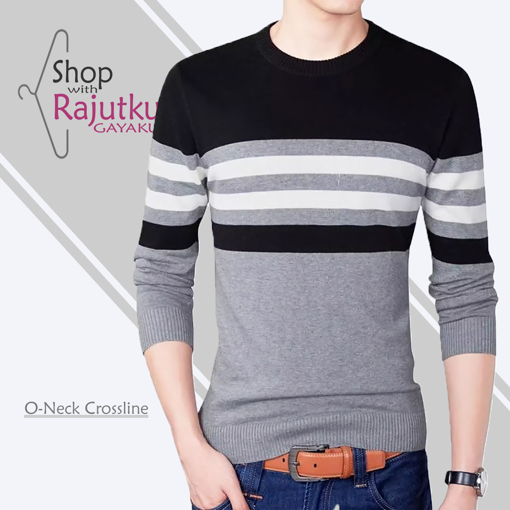 Jual Sweater Rajut Pria Tebal Crossline Switer Rajut Cowok Terbaru 2023 ...