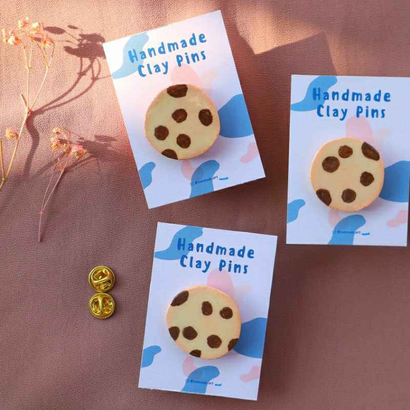 Jual Cookies Handmade Clay Air Dry Pins || Pin Bross || Aesthetic ...
