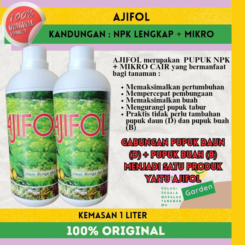 Jual PUPUK AJIFOL KEMASAN 1 LITER | KOMBINASI PUPUK DAUN DAN BUAH ...