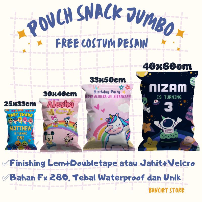 Jual (+Snack)Snack pouch jumbo/Snack pouch Giant/Bingkisan Snack ultah ...