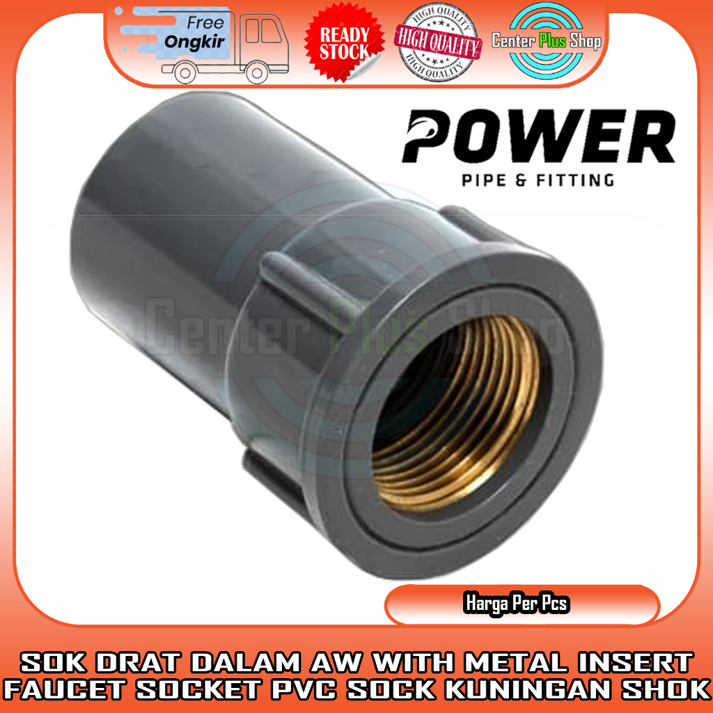 Jual SOK DRAT DALAM KUNINGAN FITTING PVC 1/2" 3/4" 1/2"X3/4” FAUCET SOCKET IN INCI INCH INCHI ...