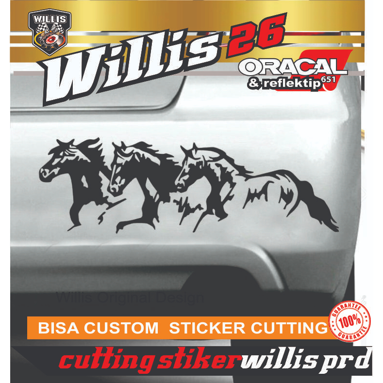 Jual Stiker Mobil Kuda Berlari Running Horses Car Sticker Stiker Kaca ...