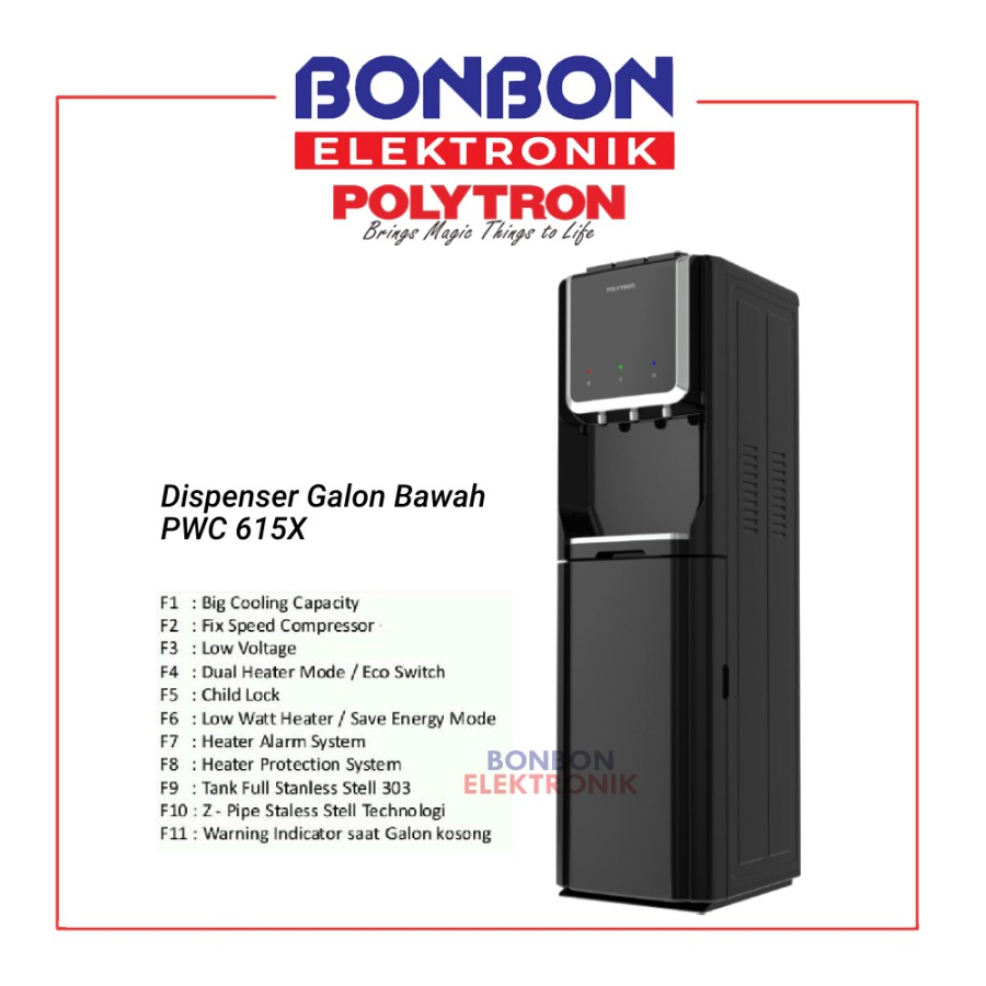 Jual Polytron Dispenser Galon Bawah PWC 615 X / PWC615 Hybrid Heating ...