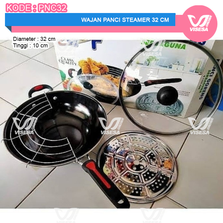 Jual Wajan panci goreng steamer 1 set 32cm | Shopee Indonesia