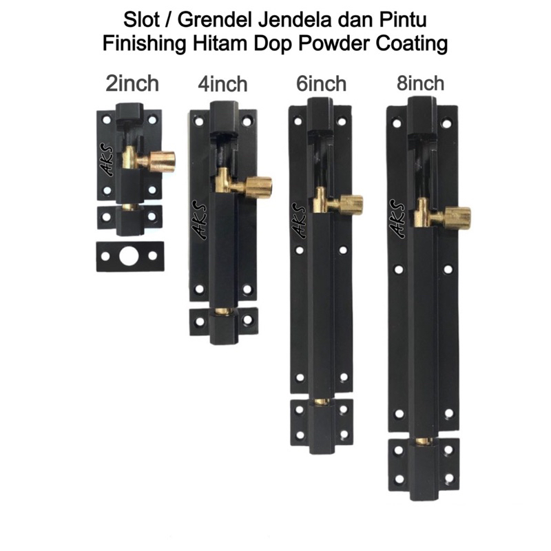 Jual Grendel Slot Jendela dan Pintu 2inch 4inch 6inch 8inch warna hitam ...