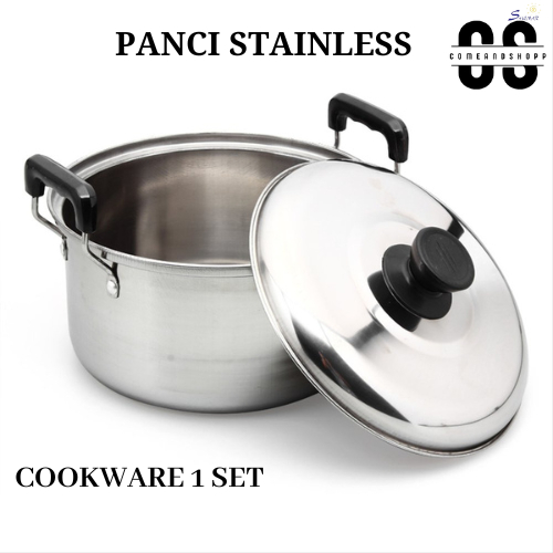 Jual PANCI STAINLESS / COOKWARE 1 SET / UKURAN 22CM, 24CM DENGAN TUTUP ...