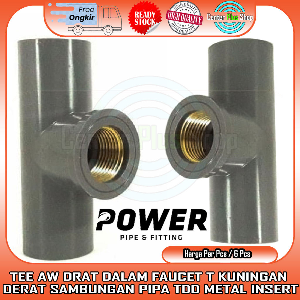 Jual FITTING PVC TEE DRAT DALAM KUNINGAN 1/2" 1/2"X3/4” 3/4" FAUCET TE T FAUCED DERAT METAL ...
