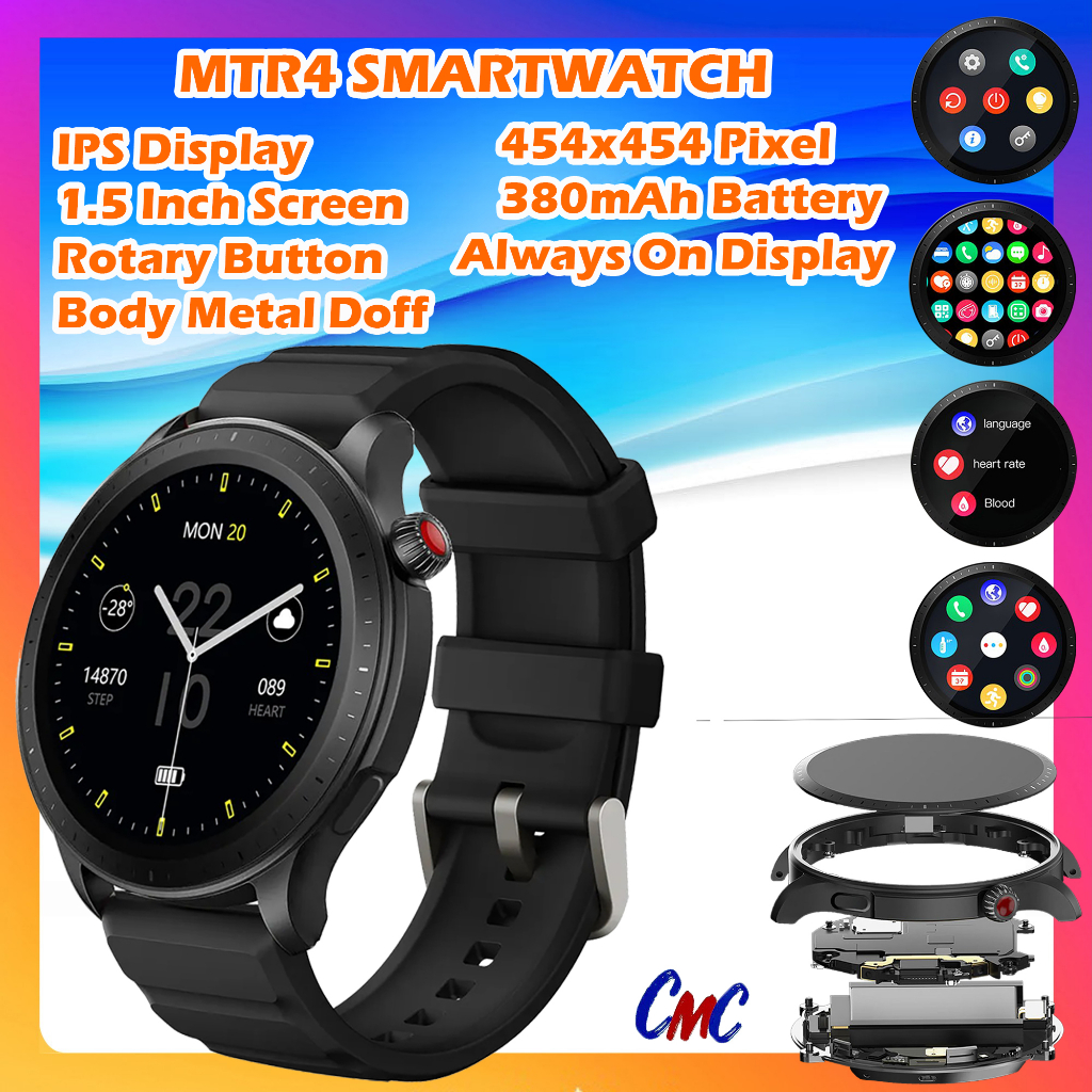 Jual MTR4 Smartwatch 1.5 inch Display Watch Sport Always On Display ...