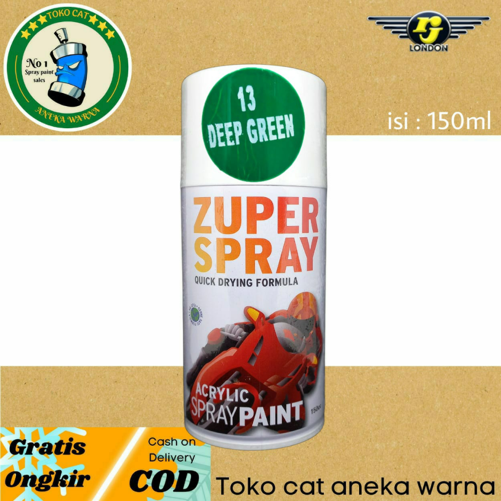 Jual cat semprot 150cc deep green hijau tua zuper spray produk dari rj ...
