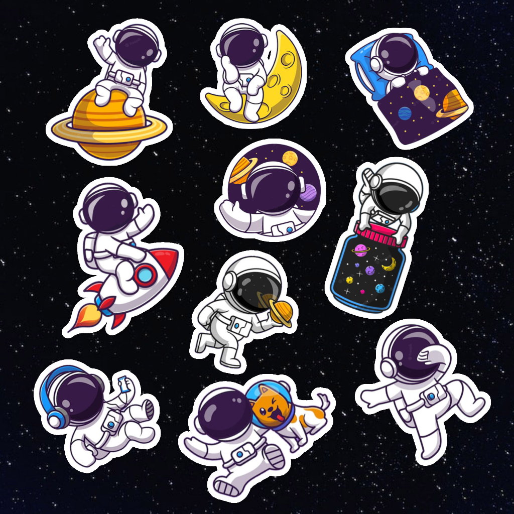 Jual 10 pcs Stiker / Sticker Nasa Astronout Waterproof Laminasi Doff ...