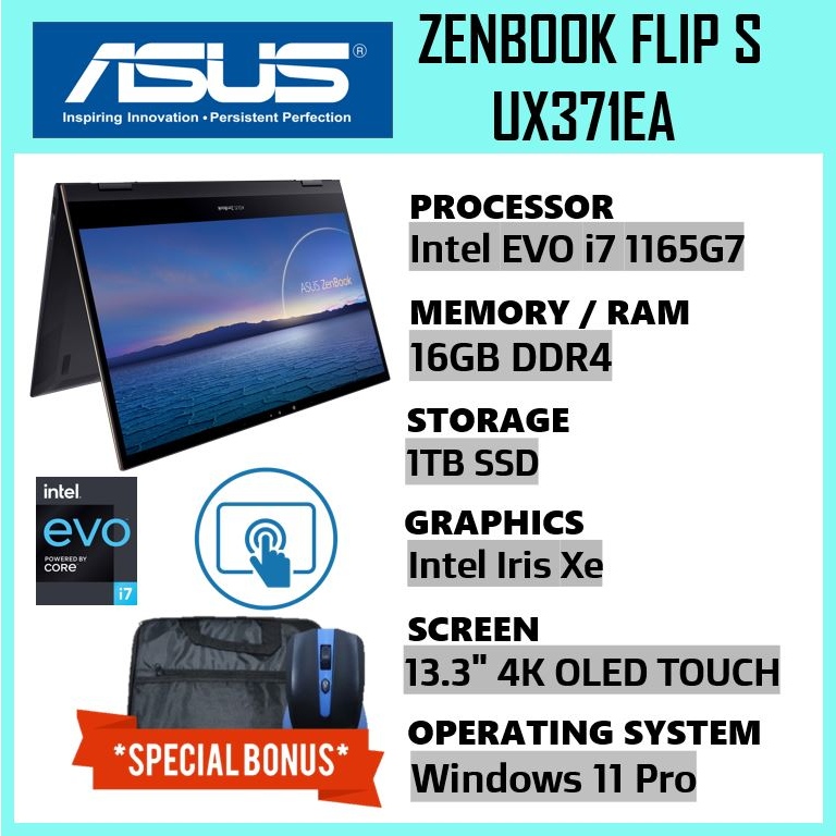 Jual laptop touchscreen asus zenbook UX371EA intel core evo i7 1165G7 ...