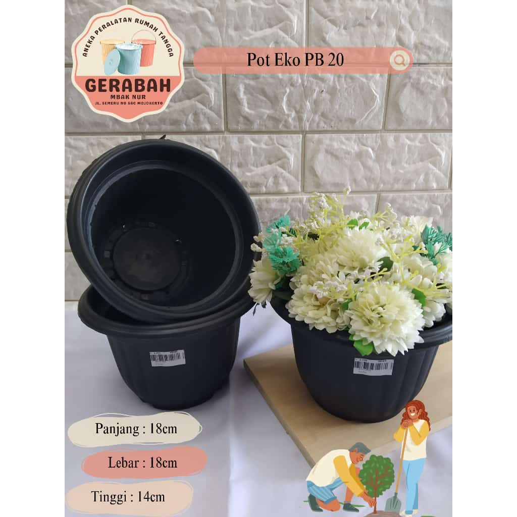 Jual Vas Bunga Plastik Hitam Pot Bunga Tebal Tahan Banting Tempat ...