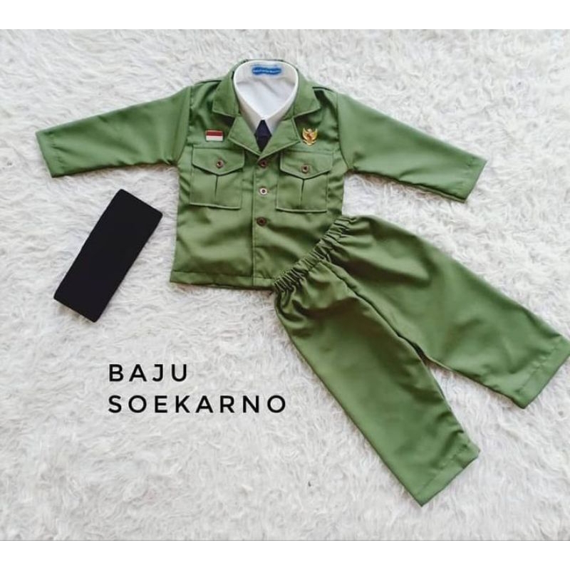 Jual KOSTUM PAHLAWAN SOEKARNO HIJAU/BAJU PEJUANG SOEKARNO/KOSTUM ...