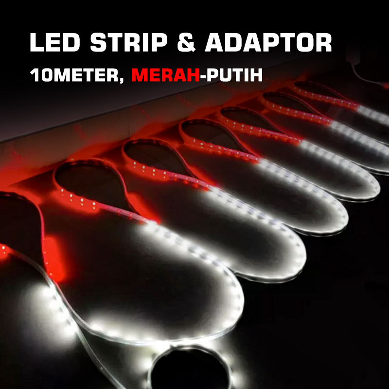 Jual Lampu Strip Outdoor LED 2835 Merah-Putih 10Meter + Adaptor 220V ...