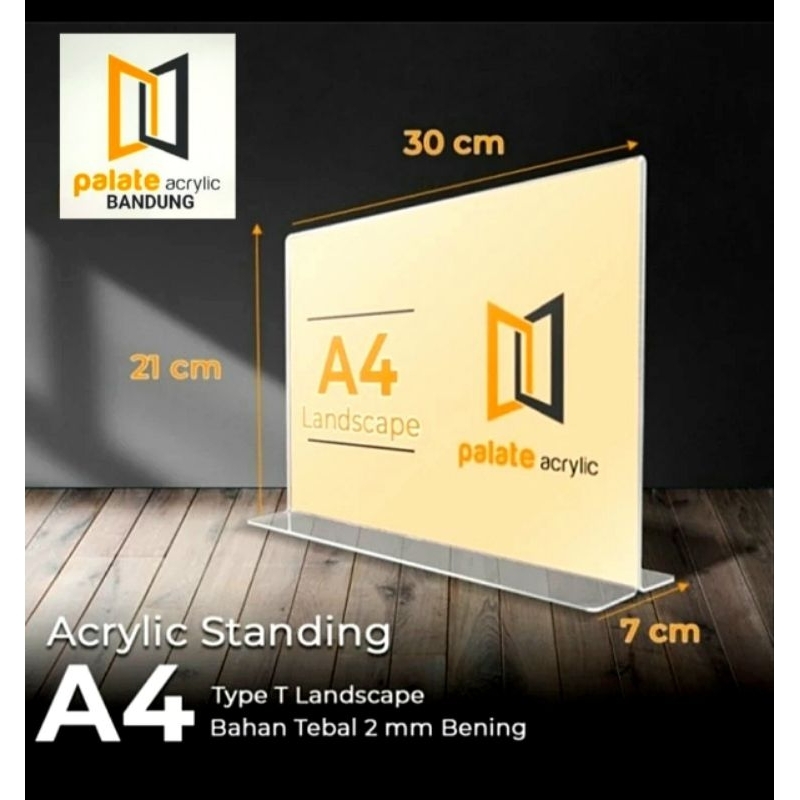Jual AKRILIK TENT HOLDER A4T LANDSCAPE/ AKRILIK TENT CARD A4 tebal 2MM ...