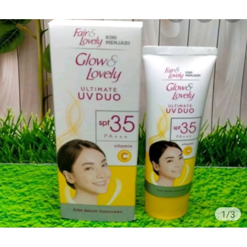 Jual cream fair & lovely glow lovely ultimate UV DUO spf 35 vitamin C krim serum sunscreen 20g ...