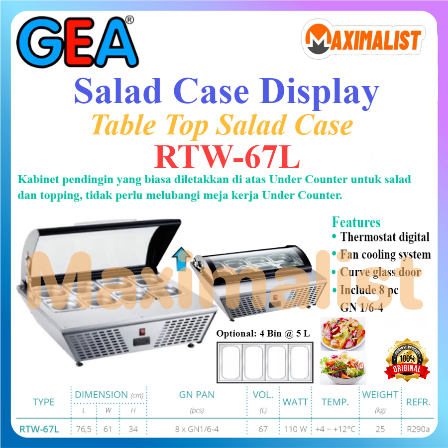 Jual GEA RTW-67L Table Top Salad Case / Pemajang Salad Diatas Meja ...