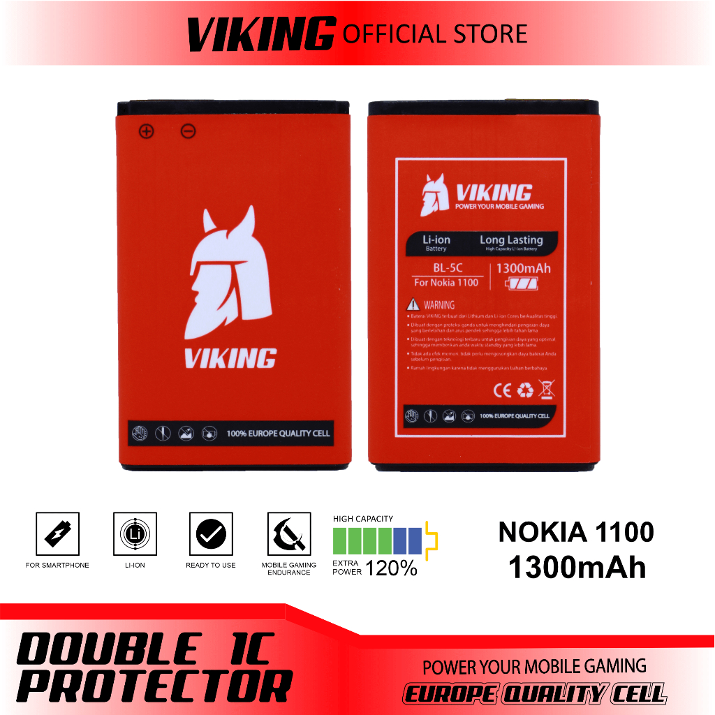 Jual VIKING Baterai Nokia BL-5C BL 5C - 3100 3110 3120 6600 2626 Double Power | Shopee Indonesia