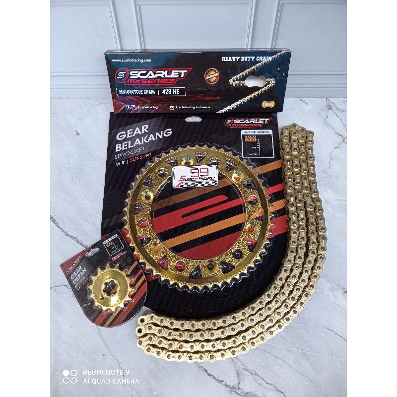 Jual Gear Set WR 155 Scarlet Rantai Gold Gear Paket WR 155 Plus Rantai ...