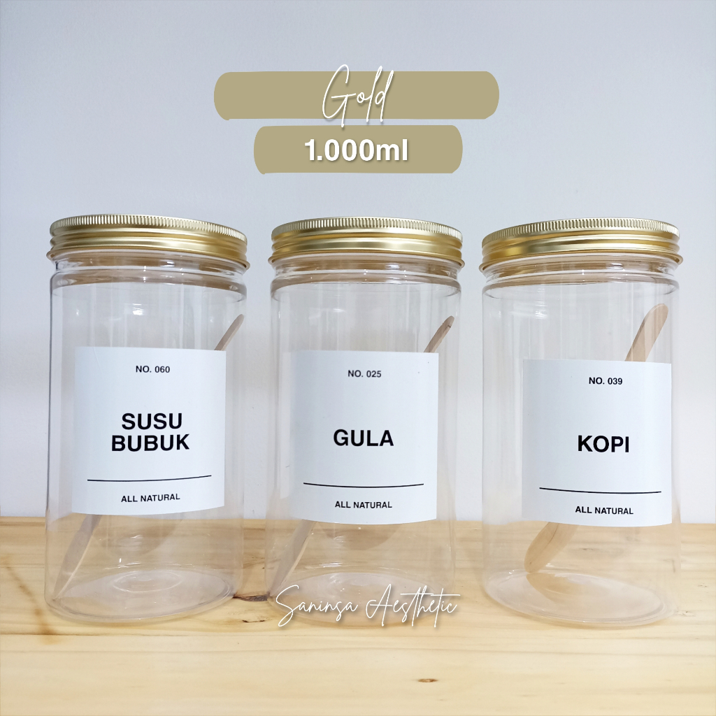 Jual Toples Tempat Bumbu Dapur 1.000ml Gold New Aesthetic | Shopee Indonesia