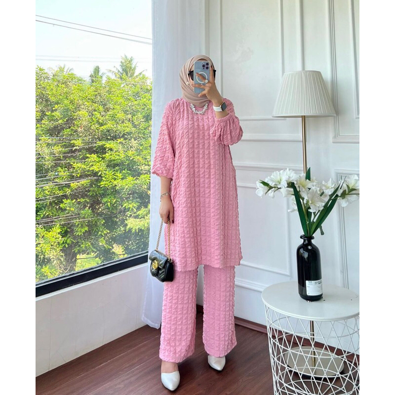 Jual SETELAN (SETCEL) KNIT BUBBLE BANGKOK PREMIUM | Shopee Indonesia