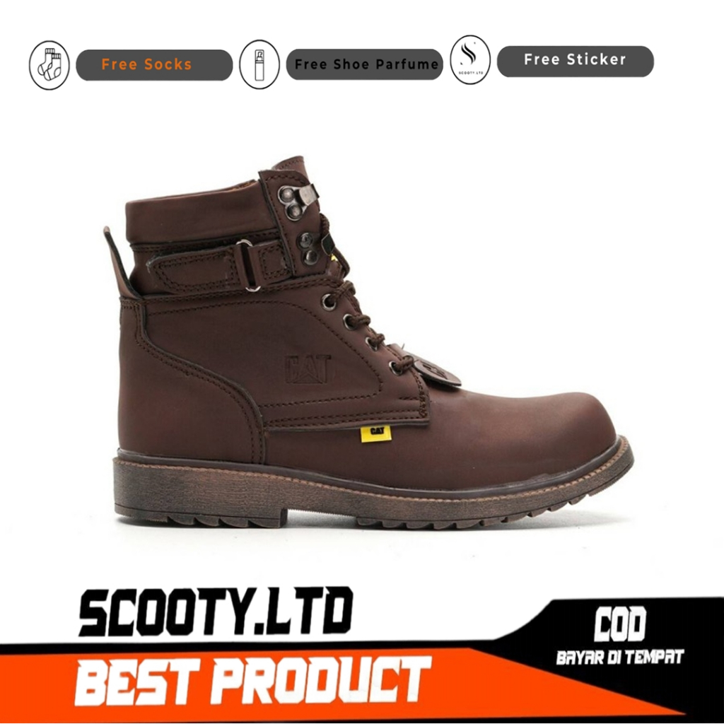 Jual Scooty Official - CAT Boots Original Kulit ujung lapis besi ...