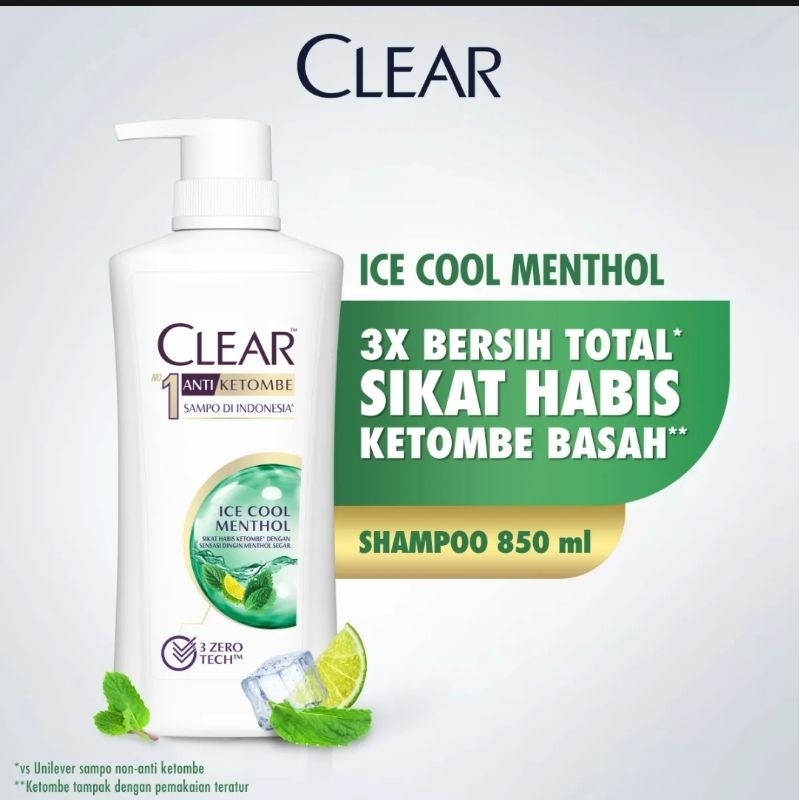 Jual Clear Shampoo Ice Cool Menthol - 850 ml | Shopee Indonesia